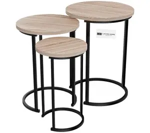 LAVISH HOME Round Nesting Tables Modern Style- Et Of 3 - One-color