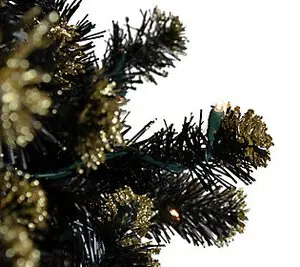 NORTHLIGHT 7.5' Crystal Pine W/ Gold Glitter Tr Ee Clear Lights