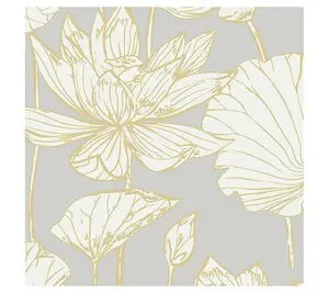 SEABROOK DESIGNS Water Lily Floral Unpasted Wal Lpaper - One-color