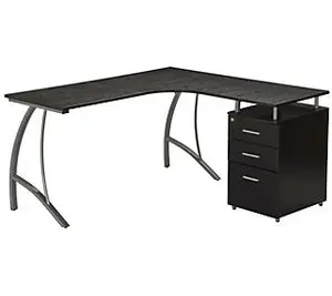 TECHNI MOBILI L-shaped Computer Desk W/ File Ca Binet - One-color