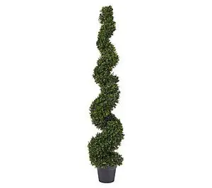 NATURE SPRING 5' Spiral Faux Boxwood Topiary - One-color