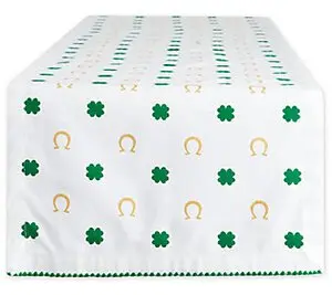 DESIGN IMPORTS 14' X 72' Clover & Horseshoe Pri T Table Runner - One-color