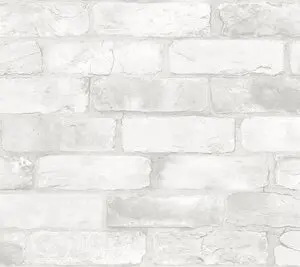 NUWALLPAPER Loft White Brick Peel & Stick Wallpaper - One-color