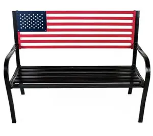 BACKYARD EXPRESSIONS Metal American Flag Garden Bench