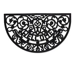 DESIGN IMPORTS Welcome Scroll Half Moon Rubber Doormat - One-color