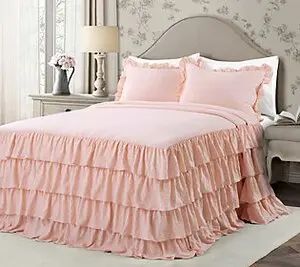 LUSH DECOR Allison Ruffle Skirt 3-piece Full Bedspread Sh Decor - One-color