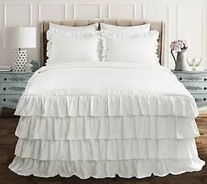 LUSH DECOR Allison Ruffle Skirt 3-piece Full Bedspread Sh Decor