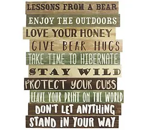 YOUNG'S INC. Young's Wood Lessons From A Bear Wall Sign - One-color
