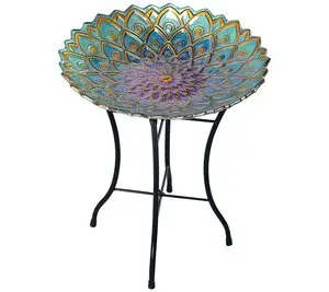 TEAMSON Handpainted Mosaic Flower Fusion G Ass Birdbath - One-color
