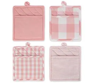DESIGN IMPORTS Assorted Check Potholder Set Of - One-color