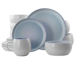ELAMA Mocha 16 Piece Stoneware Dinnerware Set - One-color