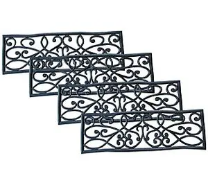 AMERIHOME Set Of 4 Rubber Scrollwork Stair Trea Ds - One-color
