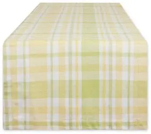 DESIGN IMPORTS 14' X 108' Lemon Bliss Plaid Tab Le Runner - One-color