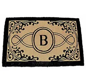 GEO CRAFTS Bristol Monogram Handwoven Coconut Fiber Mat 30 X 48 - One-color