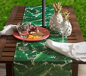 DESIGN IMPORTS Leaf Outdoor Table Runner W/zip 4' X 108