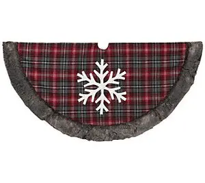 GERSON INTERNATIONAL 50-in D Buffalo Plaid Tree Skirt W/snowflake Gerson Co - One-color