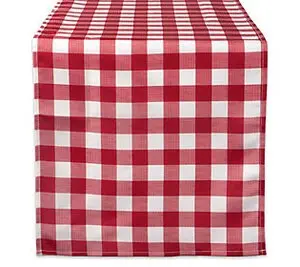 DESIGN IMPORTS 14' X 108' Red Check Outdoor Tab Le Runner - One-color