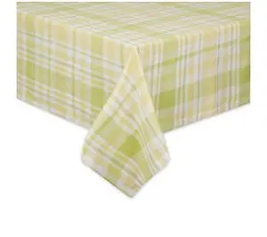 DESIGN IMPORTS 60' X 120' Lemon Bliss Plaid Tab Lecloth - One-color