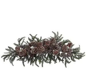 NEARLY NATURAL 28' Iced Pinecone Swag By - One-color
