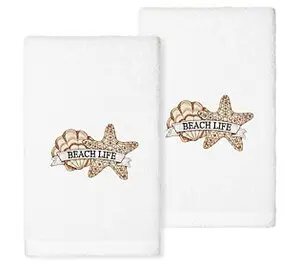 LINUM HOME TEXTILES Beach Life Embroidered 2-pc Hand Towel Set - One-color