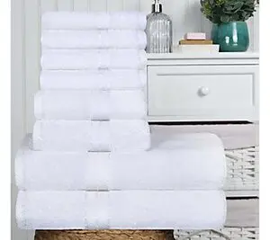 SUPERIOR Turkish Cotton Solid 8-piece Absorbent Towel Set - One-color