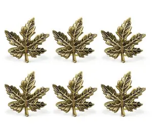 DESIGN IMPORTS Set Of 6 Gold Maple Leaf Napkin Gs - One-color