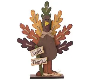 GLITZHOME Thanksgiving Harvest Table Top Turkeysign - One-color