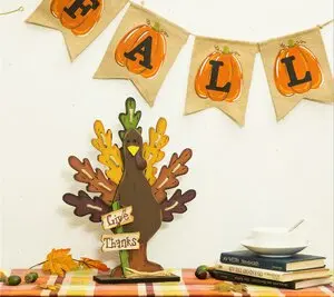 GLITZHOME Thanksgiving Harvest Table Top Turkeysign