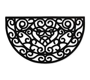 DESIGN IMPORTS Heart Scroll Half Moon Pin Rubbe R Doormat - One-color