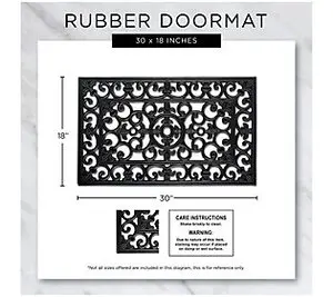 DESIGN IMPORTS Heart Scroll Half Moon Pin Rubbe R Doormat