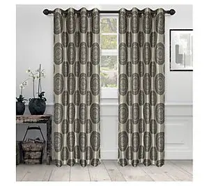 SUPERIOR Cordon Medallion Grommet Curtain 2 Pan L Set 52x96 - One-color