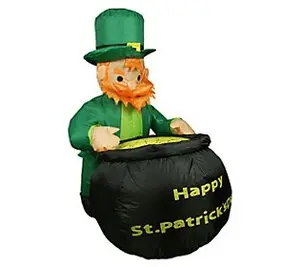 NORTHLIGHT 4' Inflatable Lighted Leprechaun With Pot Of Go D St. Patrick - One-color