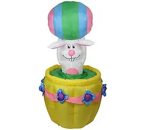 NORTHLIGHT 10' Prelit Inflatable Easter Bunny B Asket Decor - One-color