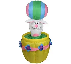 NORTHLIGHT 10' Prelit Inflatable Easter Bunny B Asket Decor