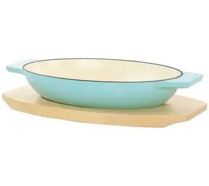 MARTHA STEWART 2 Piece Cast Iron Oval Casserole And Trivet Set - One-color