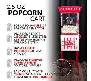 NOSTALGIA 48' Kettle Popcorn Cart