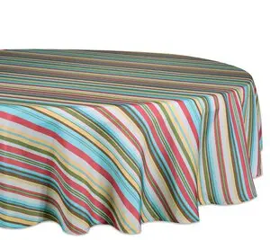 DESIGN IMPORTS Summer Stripe Outdoor Tablecloth 60' Round - One-color