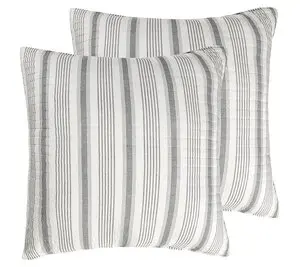 LEVTEX HOME Camden Grey Euro Sham Set/2-quilt Back Stripe B Y - One-color