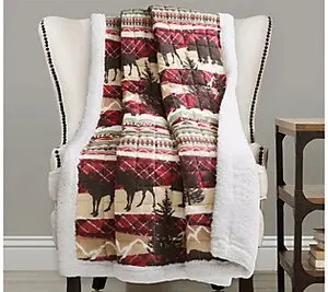 LUSH DECOR Holiday Lodge Sherpa Throw By - One-color
