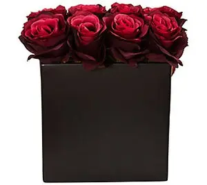 NEARLY NATURAL Rose Arrangement In Black Vase Nearly Natura L - One-color