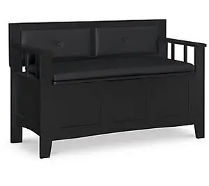 LINON Home Cason Padded Storage Bench W/ Back & Arm Rests - One-color