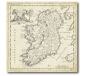 COURTSIDE MARKET Map Of Ireland 12x12 Canvas Wa Ll Art - One-color