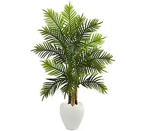 NEARLY NATURAL 5' Areca Palm Tree In White Planter Nearly N Atural - One-color