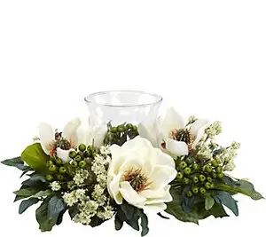 NEARLY NATURAL Magnolia Candelabrum Flower Arrangement Near Ly Natural - One-color