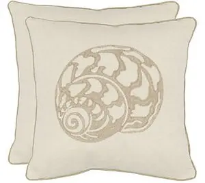 SAFAVIEH Set Of 2 18'x18' Palmer Seashell Appli Que Pillows - One-color