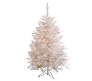 QVC 4-1/2' White Sparkle Spruce Tree With Led - One-color