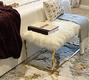 QVC Faux Fur Metal Frame Bench