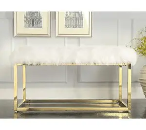 QVC Faux Fur Metal Frame Bench