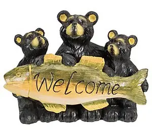 NORTHLIGHT 10' Bear Family Trio Welcome Sign Ou Door - One-color