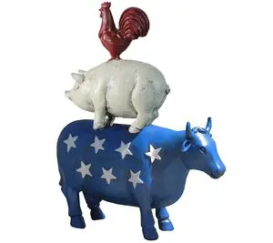 NORTHLIGHT 12' Stacked Patriotic Farm Animals G Rden Statue - One-color